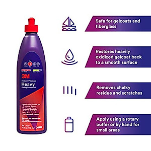 3M Perfect-It Gelcoat Heavy Cutting Compound, 36101, 1 Pint, Fiberglass Oxidation Remover for Boats and RVs