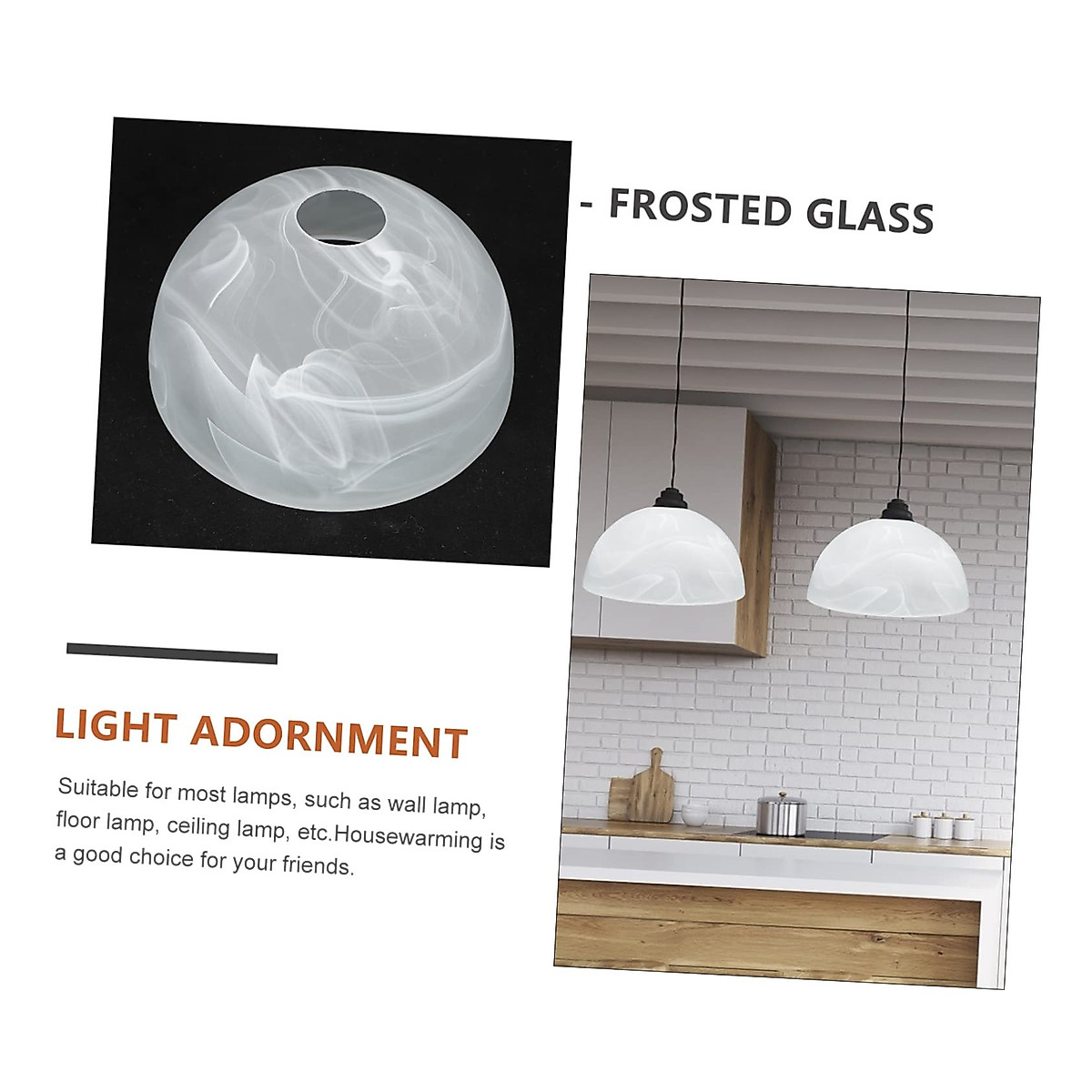 GARVALON Frosted Glass Lampshade Bell Lamp Shades Round Chandelier Fandelier Ceiling Fan Globe Lamp Shades Ceiling Lamp Shade Ceiling Fan Glass Bowl Replacement Household Lamp Shade Fixture