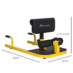 Soozier 3-in-1 Padded Push Up Sit Up Deep Sissy Squat Machine Home Gym Fitness Equipment, Yellow