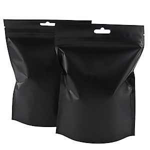 Green Nexus 100 Pack Smell Proof Odorless Bags- 5x7 Inch Resealable Mylar Bags with Clear Window Foil Pouch Bag Flat Ziplock and Hanging Hole Bag Matte Black