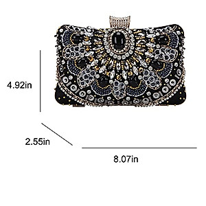 Fawziya Clutch Purses Women Beaded Evening Bag-Black