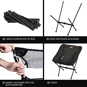 G2 GO2GETHER Star-Moon Printing Lightweight Camping Folding Chair for Adult, 600D Oxford Fabric, Durable Aluminum Alloy Frame, Easy to Storage and Carry, Suit for Camping, Hiking, Go to Beach (Black)