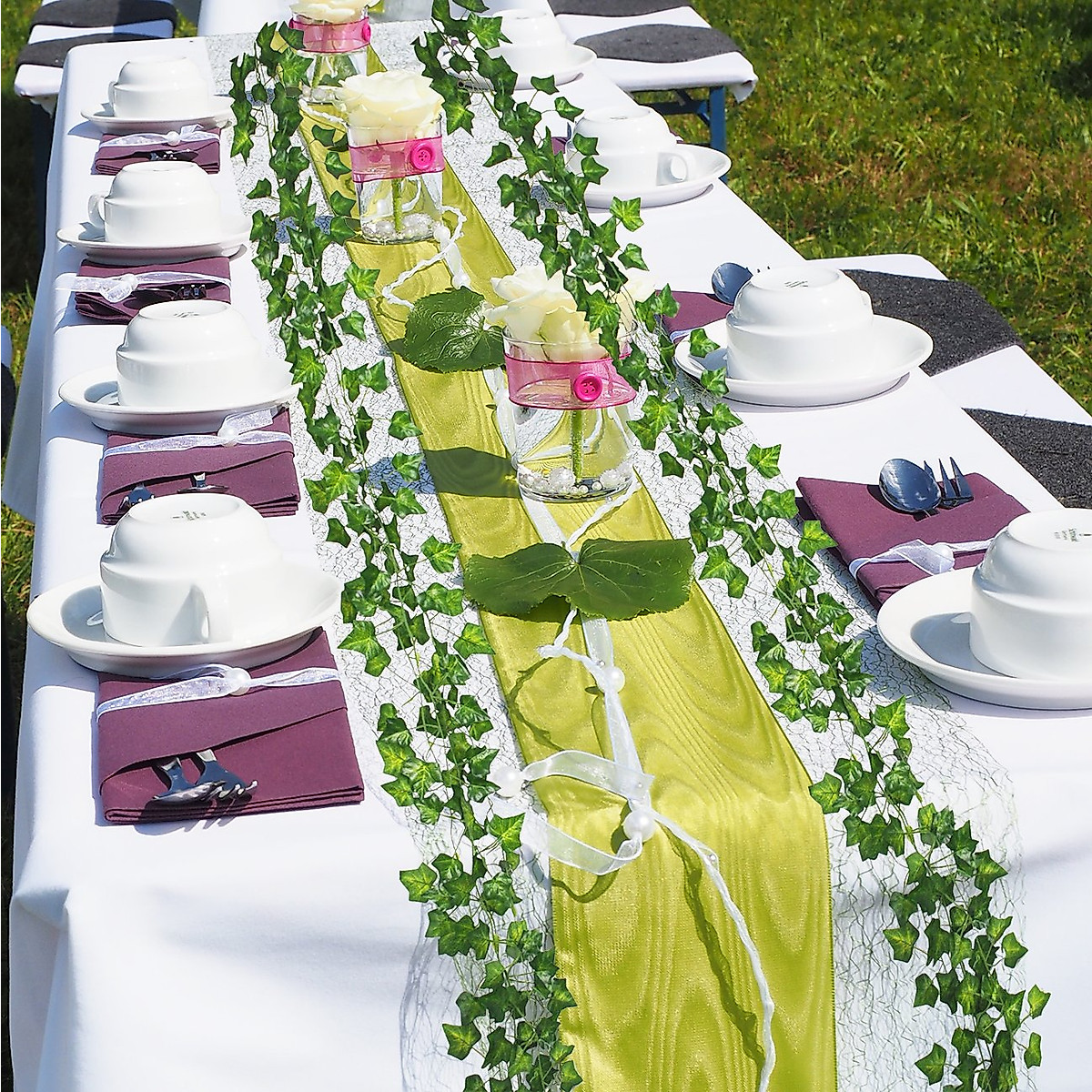 Beebel Ivy Garland 85Ft 12 Strands Artificial Fake Ivy Leaves Greenery Leaves Hanging Vines Plant Leaves Garland Home Garden Poison Ivy Costume