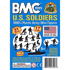 BMC Marx Plastic Army Men US Soldiers - Blue 31pc WW2 Figures - Made in USA