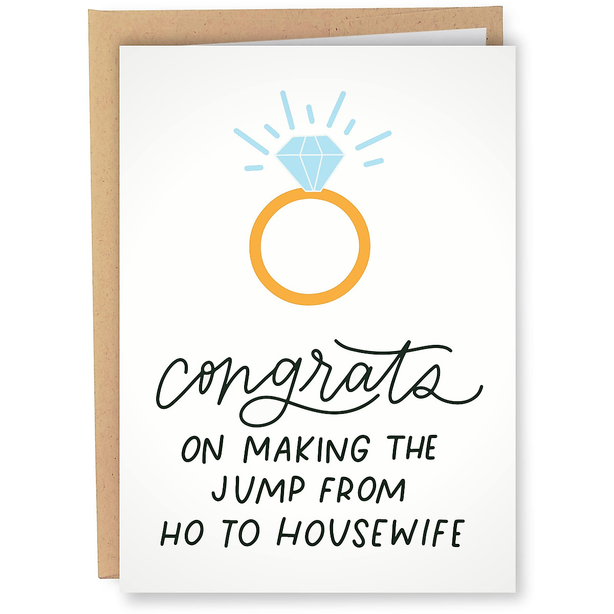 Sleazy Greetings Funny Wedding Card For Bachelorette Party Bridal Shower - Congrats On Making The Jump From Ho To Housewife - Funny Congratulations Card For Bride To Be