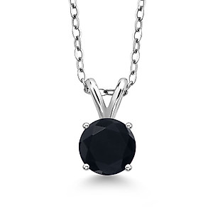 Gem Stone King 925 Sterling Silver 7MM Round Gemstone Birthstone Solitaire Pendant Necklace For Women | With 18 Inches Silver Chain