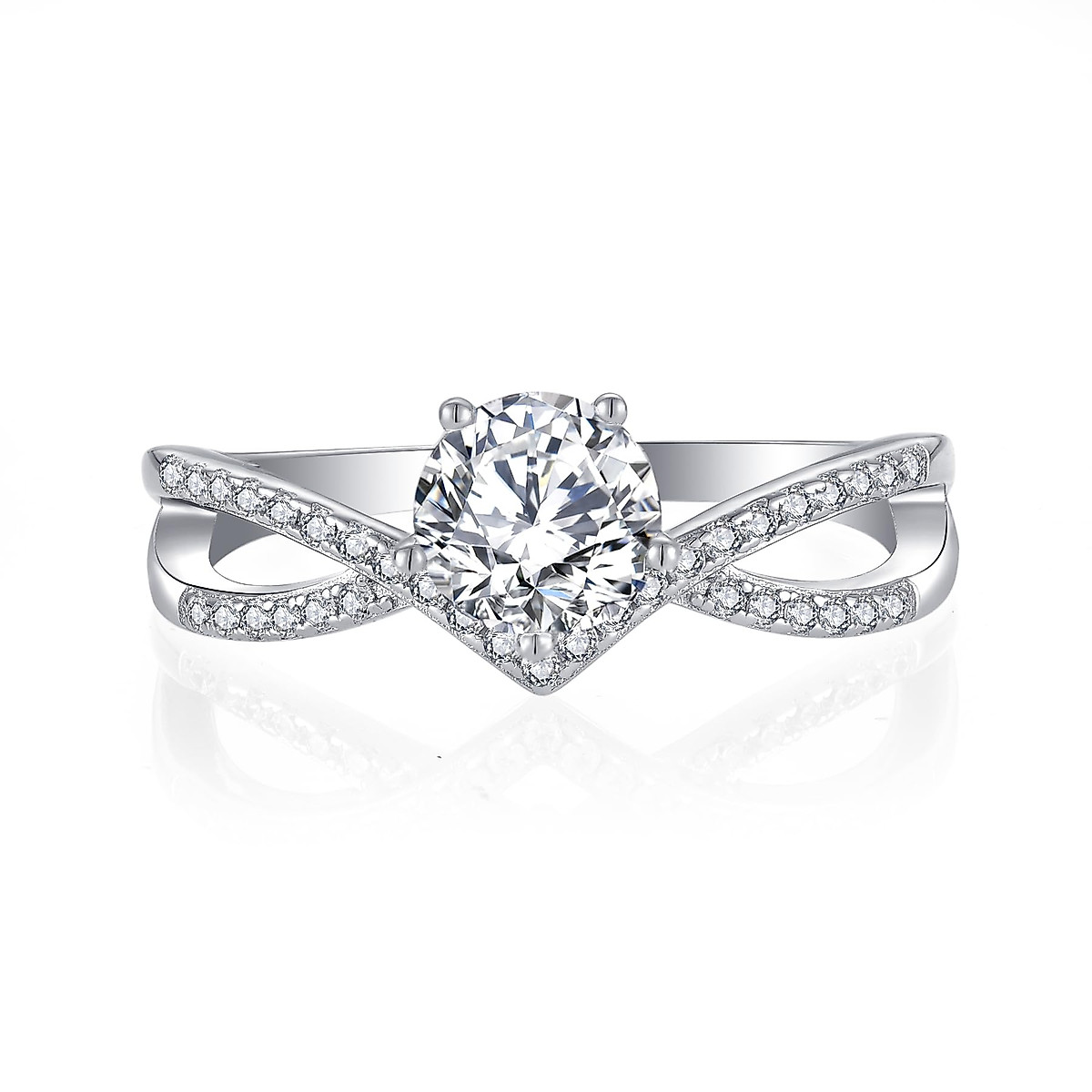 Blaniy Engagement Rings 925 Sterling Silver 6mm Round Cut Promise Ring Wedding Eternity Anniversary Ring Simulated Diamond April Birthstone Jewelry for Women Size 5