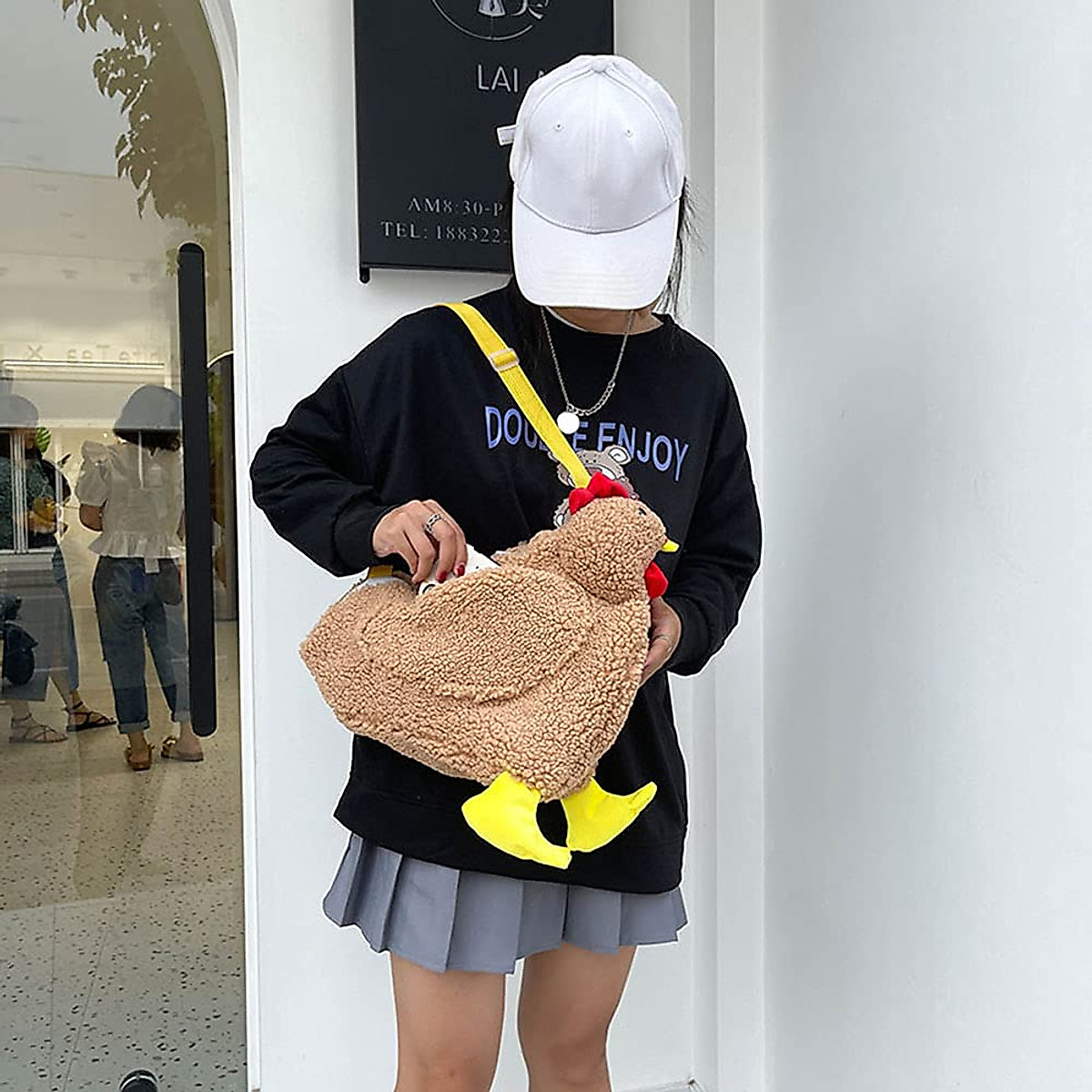 JQWYGB Chicken Purse - Novelty Purses for Women Hen Purse Chicken Cross Body Bag, Funny Chicken Animal Shoulder Handbag (Khaki)