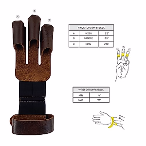 Valhalla Gear, Three-Finger Archery Glove, Bow and Arrow Shooting, Target Practice, Accessory for Archers, Protection for Wrist & Fingers, Full Grain Leather, Handmade, Bourbon Brown