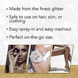 Punky Temporary Hair and Body Glitter Color Spray, Travel Spray, Lightweight, Adds Shimmery Glow, Perfect to use On Hair, Skin, or Clothing, 3.5 oz - Gold