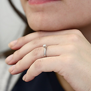 14K White Gold Moissanite Ring | Round 4MM Forever Classic from Charles & Colvard Solitaire Engagement Ring For Women | 0.23 Cttw | Available in size 5, 6, 7, 8, 9