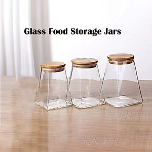 WEIRUIFANZHI 3 Pack Glass Food Storage Jars with Bamboo Lids Set Clear Airtight Canisters Kitchen Decorative Containers for Candy,Cookie Coffee,Sugar,Spice(17OZ/25OZ/32OZ)