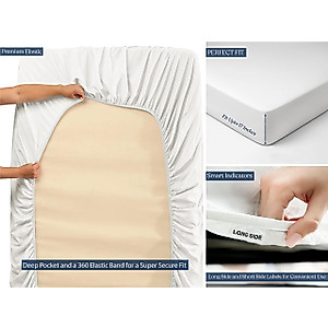 Delara GOTS Certified 100% Organic Cotton Sheets, 400TC Long Staple Cotton, Ultra Soft, Silky, Moisture-Wicking, Smooth & Breathable, with Elasticized Deep Pocket