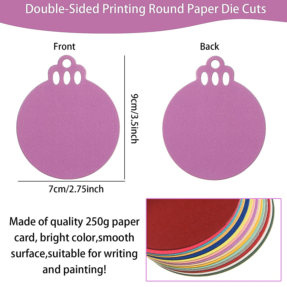 300 Pieces Round Bauble Hanging Gift Tags Blank Christmas Tree Labels Multicolor Round Gift Tags 2.7‘’ x 3.5" Round Bauble Hanging Cutout Ornament for DIY Crafts Xmas Holiday Party Decor,15 Colors