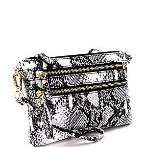 Trendeology Multi Pocket Soft Faux Leather Wristlet Small Wristlet Crossbody Bag for Travel (1Snake Taupe)