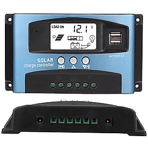 Gugxiom 100A Solar Charge Controller, 12V/24V Adaptive MPPT Tracking Charging Solar Charger Controller with LCD Display, 3 Stage Charging Dual USB Solar Panel Controller(100A)