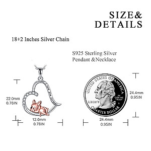 VONALA French Bulldog Necklace 925 Sterling Silver Heart Pendant Dog Jewelry Gifts for Women (French Bulldog)