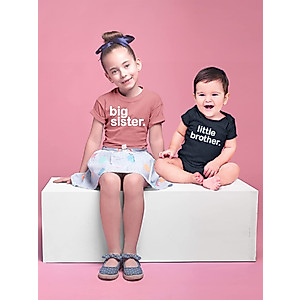 Big Sister Little Brother Outfit Matching Shirts Sets Baby Newborn Outfits Shirt (Mauve/Charcoal Black, Kid (6Y) / Baby (NB))