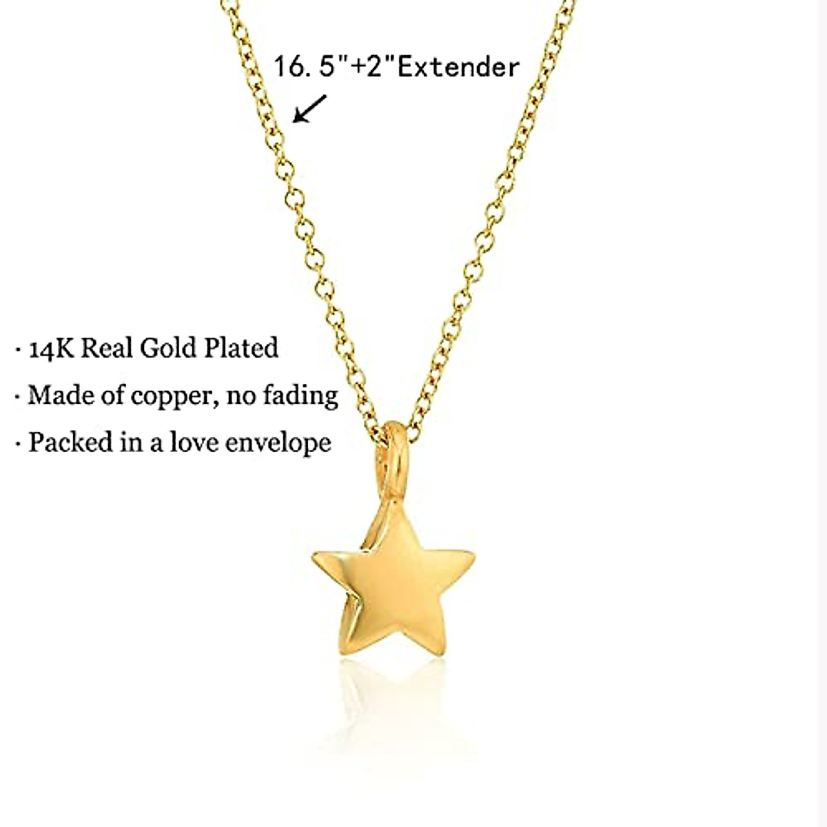 Gifts for Best Friend Star Necklace for Women Girls Friendship Necklace with Gift Card(Star)