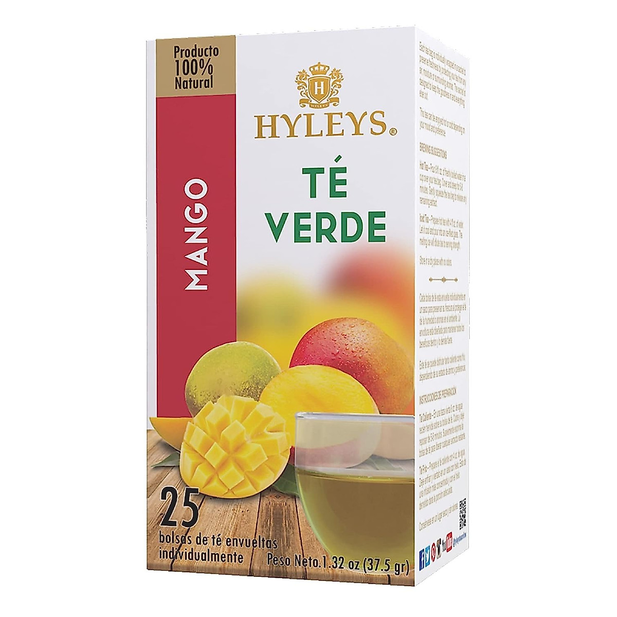 HYLEYS Tea Mango With Green Tea - 25 Tea Bags (1 Pack)