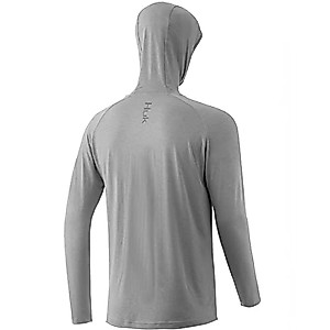 HUK Men's Waypoint Hoodie | Performance Long-Sleeve Shirt +50 UPF, Silver Blue, Small