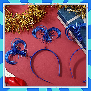 Jexine 12 Pieces Tinsel Wrapped Ponytails Headbands Headwear Feathers Head Bopper for Women Girls Hair Costume Accessories(Blue)