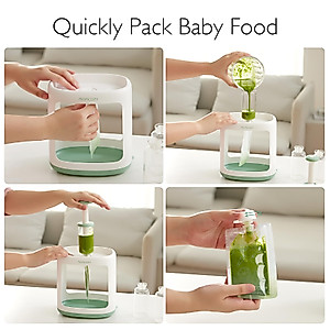 Momcozy Baby Food Maker for Puree Food Storage, Precise Capacity Squeeze Station, Save Time & Efficient, No Food Splashing, Baby Essentials, with 5pcs Reusable Portable Food Storage Bags for Outdoor