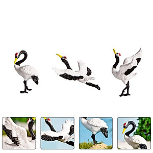Hemoton 3pcs Miniature Crane Statue Fairy Garden Crane Sculptures Resin Chinese Bird Red Crowned Crane Figurines Ornament for Fish Tank Bonsai Landscape Garden Decoration