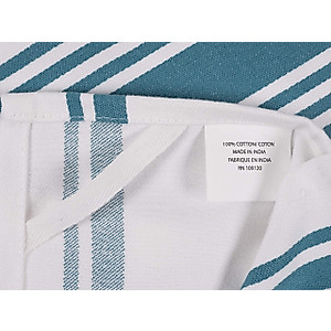 KAF Home Set of 4 Centerband and Waffle Flat Kitchen Towels | 18 x 28 Inch Absorbent, Durable, Soft, and Beautiful Kitchen Towels | Perfect for Messes and Drying Dishes - Teal