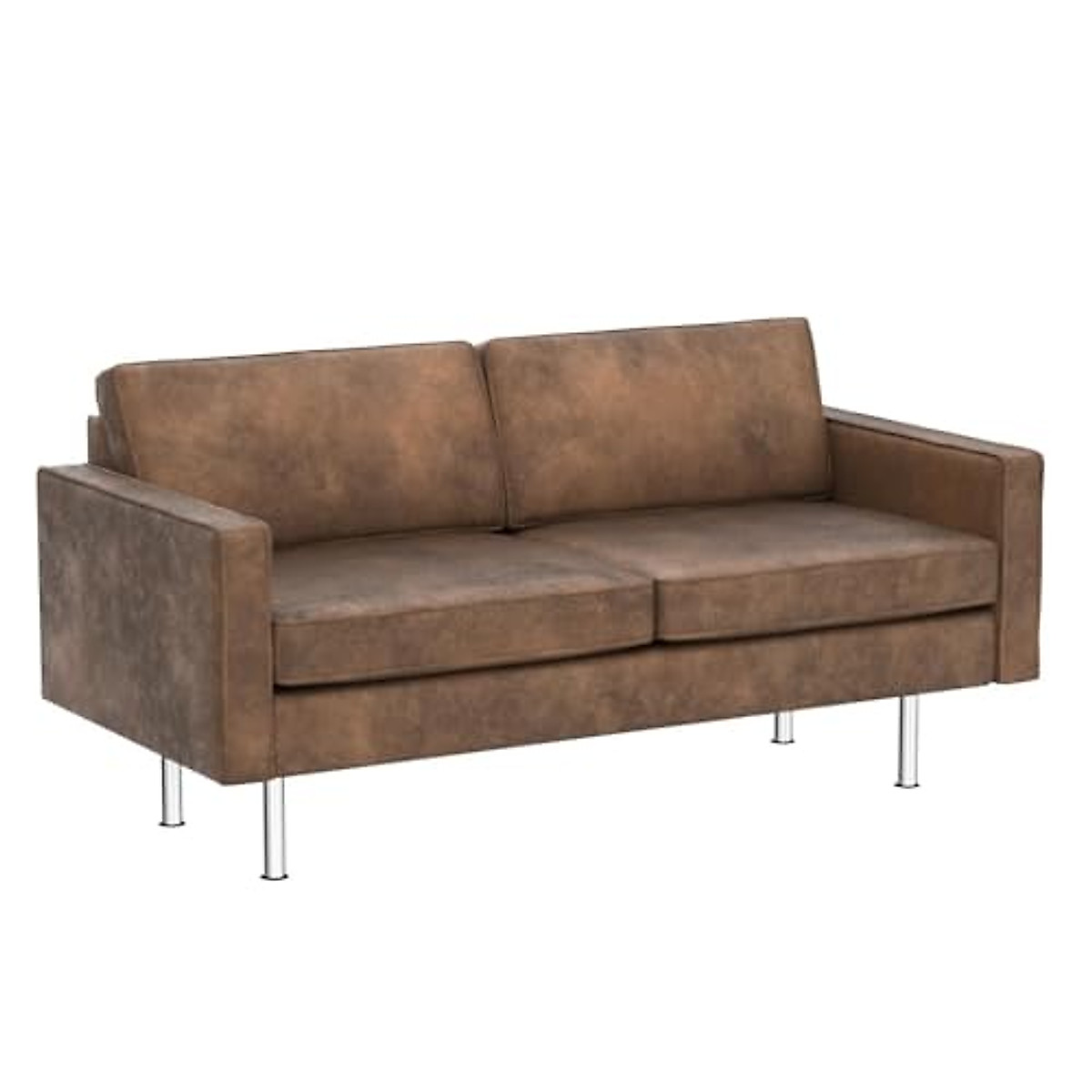 SILKIR 3-Person Sofa Couch for Living Room | Perfect for: Apartment/Studio/Office & Small Space | Leather Fabric | Fast and Easy Assembly | (Brown) Modern Contemporary Mid-Century