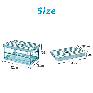 MEDOXI 2 Pack Clear Plastic Collapsible Storage Bin Tote Organizing Container with Durable Lid and Secure Latching Buckles, Storage Box with Handle, 5 Qt, 2 Count