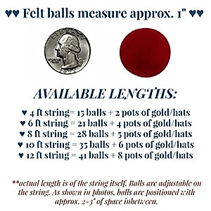 Leprechaun & Pot of Gold Felt Ball Garland- Gold & Shades of Green St. Patrick's Day Garland- 1" (2.5 cm) Wool Felt Balls