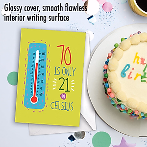 NobleWorks - 70th Birthday Card Funny - 70 Year Old Humor Notecard, Milestone Birthdays Celebration - In Celsius 70 C9350MBG