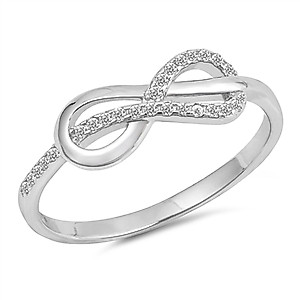 White CZ Infinity Knot Criss Cross Ring New .925 Sterling Silver Band Size 7