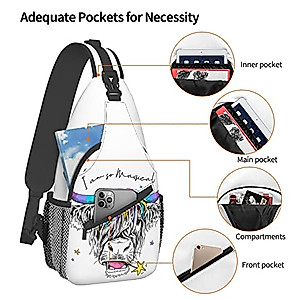 Yrebyou Cow Sling Bag Women Crossbody Chest Backpack Hiking Daypack Men Travel Casual Rideing Outdoor Beach