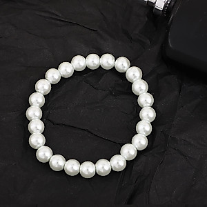 GRAZIOSO Faux Pearl Necklace Set for Women Girls, 8mm Pearl Earrings Bracelet 3 pcs Pearl Jewelry, Birthday Christmas Gift for Brides Mom Wife Sister Best Friend, Gift Box (B)