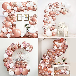 Rose Gold Balloons 135PCS Rose Gold Balloon Arch Kit Rose Gold Party Decoration Balloon Arch Rose Gold Rose Gold White Decoration for Birthday Wedding