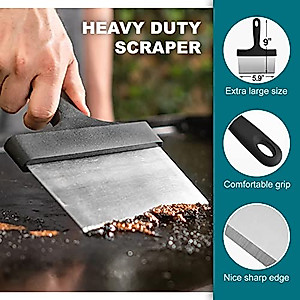 Griddle Cleaning Kit for Blackstone, Heavy Duty Grill Cleaner Kit with Cleaning Stone, Griddle Cleaning Brush with Handle Scouring Pad Griddle Scraper Easy to Clean Flat Top