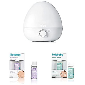 Frida Baby 3-in-1 Humidifier with Diffuser and Nightlight & Natural Sleep Vapor Bath Drops for Bedtime Wind Down by Frida Baby, White & Breathefrida Vapor Bath Drops