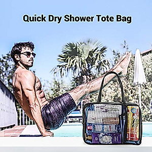 Large Shower Tote Bag Quick Dry Mesh Shower Caddy Shower Basket Beach Caddy Mesh Oxford Hanging Toiletry Bath Organizer for College Dorm Hotel Swimming Gym Camping Travel, Black