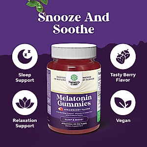 Melatonin 5mg Natural - Gelatin Free and Halal Melatonin Gummies 5mg Sleep Supplement for Adults - Strawberry Sleep Gummies for Adults Fall Asleep Faster with Natural Flavors and Colors 60ct