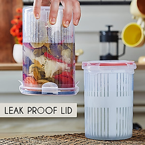 Crystalia Pickle Jar with Strainer Insert, Deli Food Storage Container, Pickle Holder Keeper Lifter, Bucket of Pickles, Barrel of Olive Jalapeno, Large Flip Jar with Leak Proof and Lock It Lid (Gray)