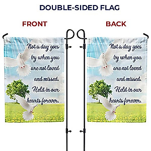 America Forever Garden Flag - Loved and Missed, Cemetery Memorial Religious Bereavement Garden Flags 12x18 Double Sided, Yard Outdoor Decorative Flag