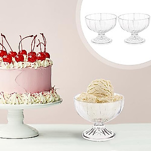 Beavorty 2pcs ice cream cup dessert cup container with lid footed trifle cups yogurt bowl Festival Cocktail Cup glass containers kids glasses Drinking Goblet child porridge cup plastic mini