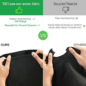 LotFancy 5-Pack 10 Gallon Grow Bags, Thickened Nonwoven Aeration Fabric Pots with Reinforced Handles, Heavy Duty Gardening Planter Containers for Vegetables Flowers Fruits, Black