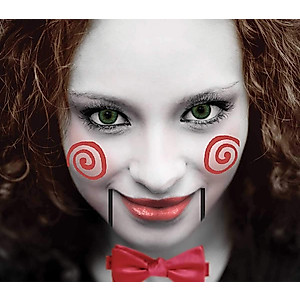 FashionTats Saw Clown Temporary Tattoos Kit | 3-Pack | Halloween Costume Ideas | MADE IN THE USA | Skin Safe | Removable