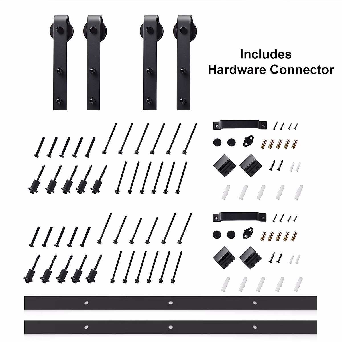 BARNER HOME 72"(Double 36") x 84" Sliding Barn Door, MDF, with Waterproof Surfac, DIY Assemble, Pre-drilled Barn Door Slab with Installation Hardware Kit, Black