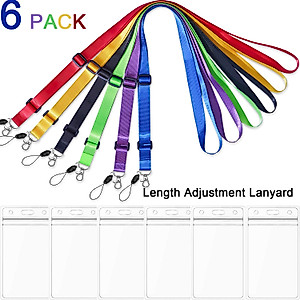 AMUU 6 Pack Lanyards Adjustable Extend Length Lanyard with id Badge Holder for Women Keys Kids Men ID Card Holder Lanyard Cruise Ship Waterproof Credit Card Name tag Holder