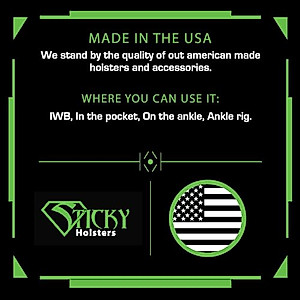 Sticky Holsters Concealment Holsters for Men and Women - MD-2 Medium - Fits Small 9mm's and Similar - for Left and Right-Hand Draw; IWB and Pocket Carry