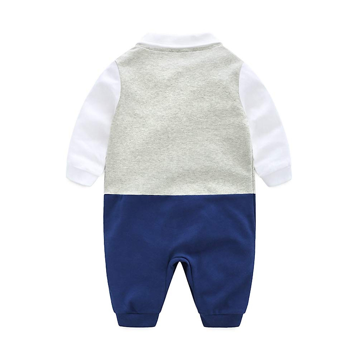 GORBAST Newborn Baby Boys' Gentleman Romper Clothes Suit Long Sleeve Jumpsuit Outfit with Bow Tie (0-3Months, SG046)